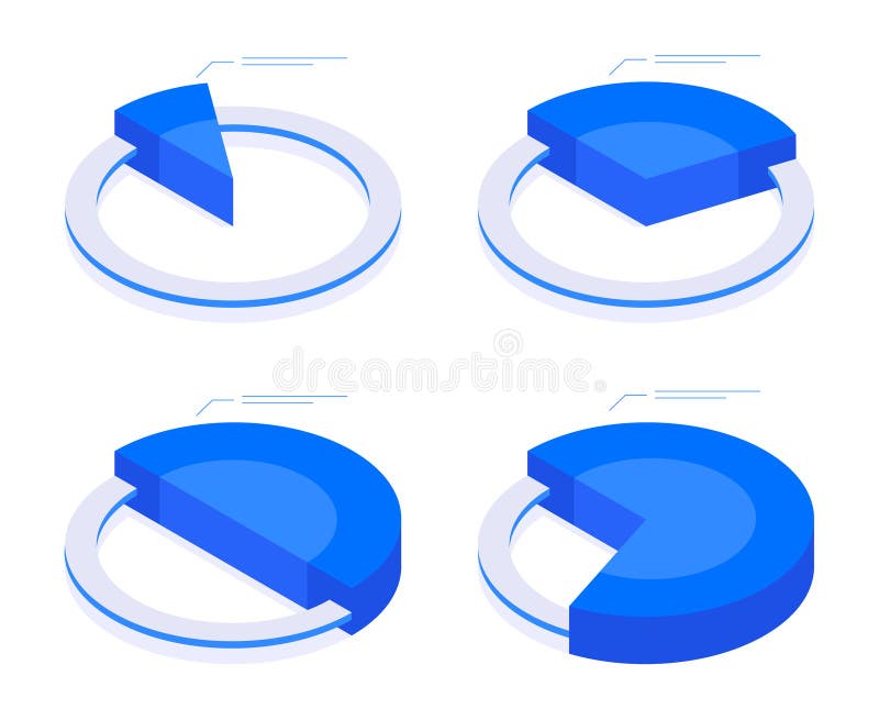Isometric Chart Pies. Round Percent Infographic Diagram, Circle Pie ...
