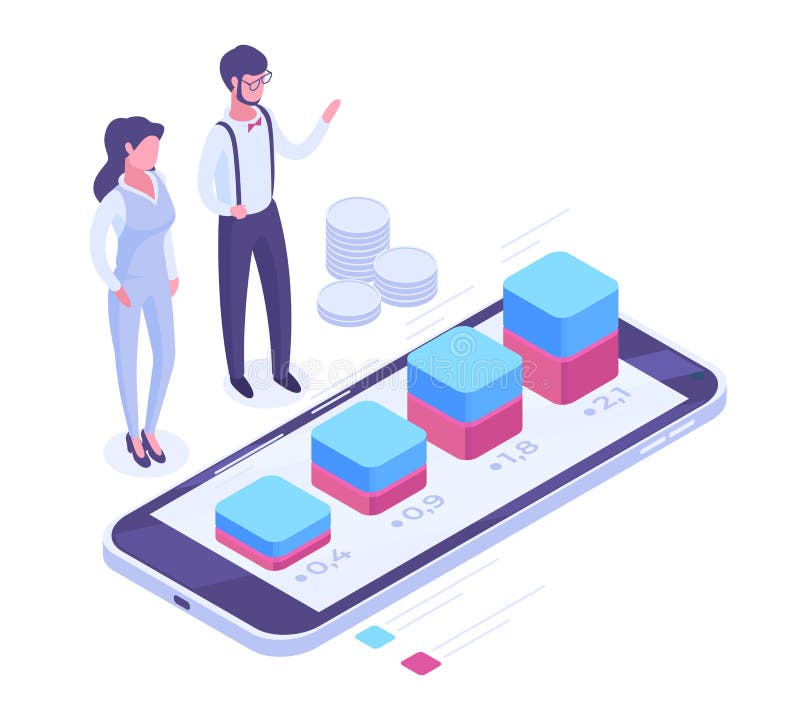 Isometric Chart Statistics Analysis, People with Growth Diagram ...