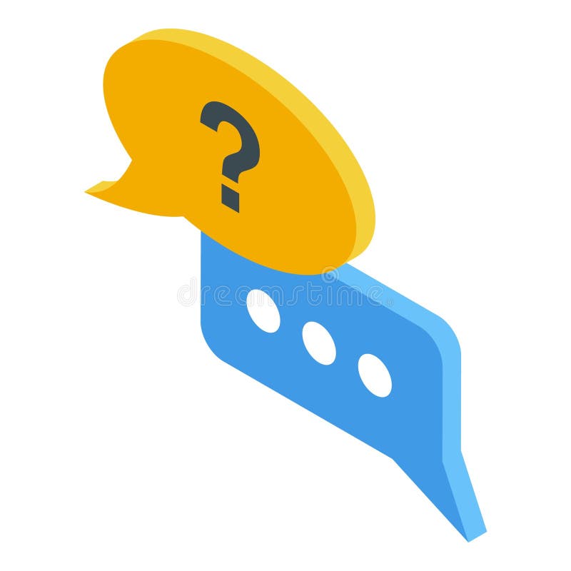 Isometric Chat Bubble with Question Mark Icon Stock Vector ...
