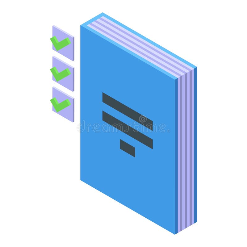 Isometric Checklist with Blue Document Concept Stock Vector ...