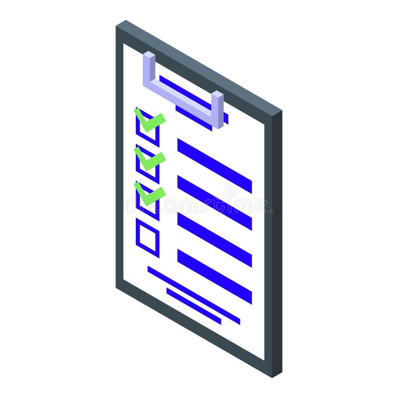Isometric Checklist Icon with Check Marks Stock Vector - Illustration ...