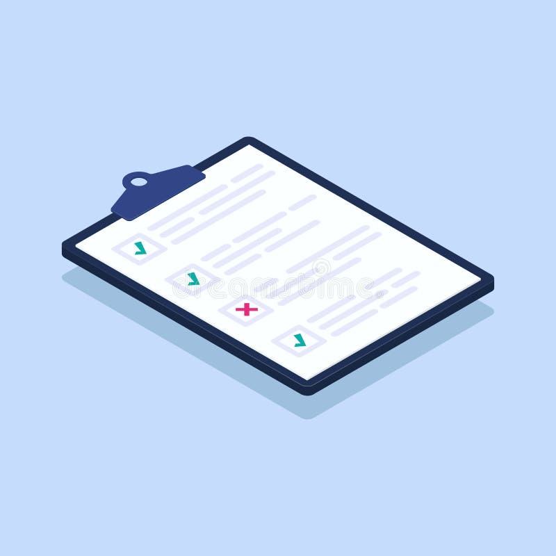 Isometric Checklist Vector Illustration. Pad with Sheets of Paper and a ... Isometric Checklist Vector Illustration. Pad with Sheets of Paper and a ...