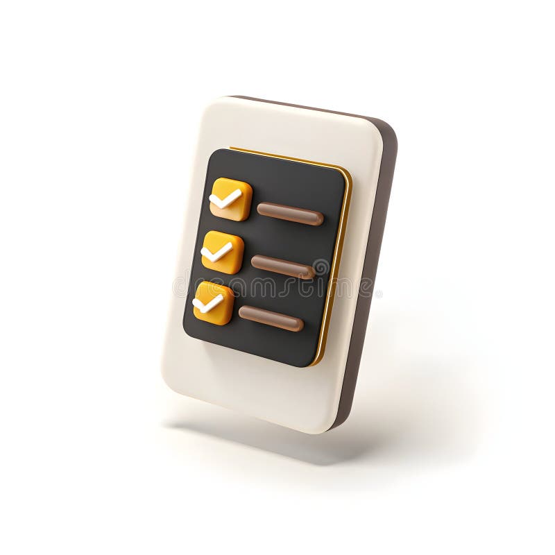 Isometric Checklist with Yellow Checkmarks and Brown Lines Stock ...