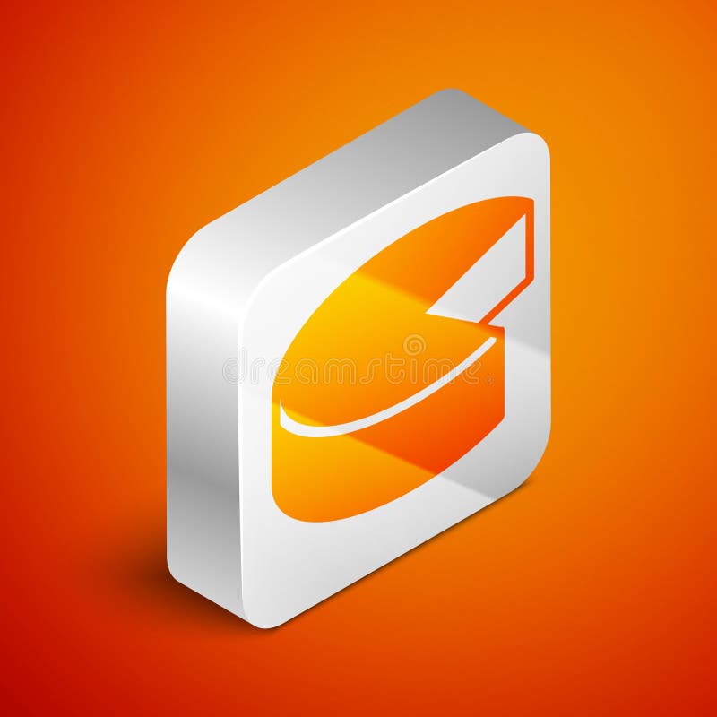 Isometric Cheese Icon Isolated on Orange Background. Silver Square ...
