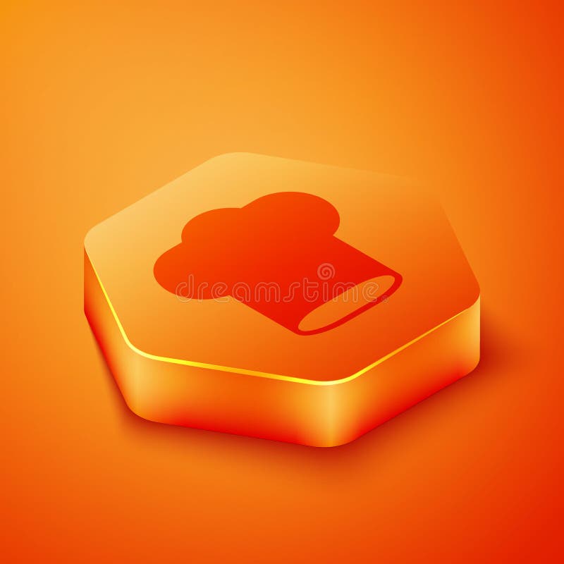 Isometric Chef Hat Icon Isolated on Orange Background. Cooking Symbol ...