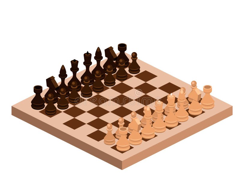 Isometric Chess Pieces with Board Stock Illustration - Illustration of ...