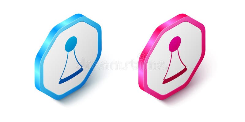 Isometric Chip for Board Game Icon Isolated on Pink, Yellow and Blue ...