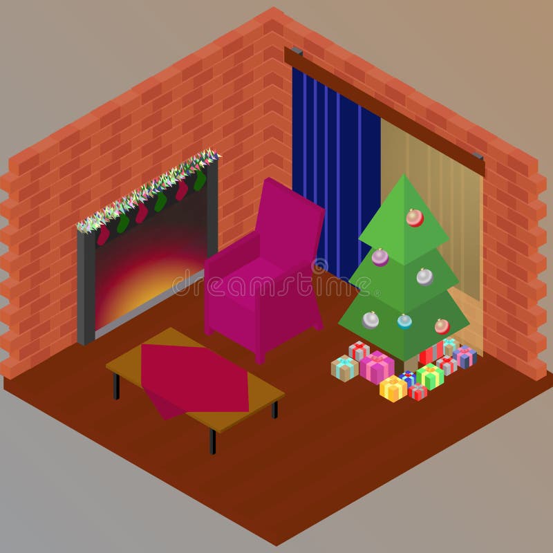 Isometric Christmas Evening Stock Vector - Illustration of holiday ...