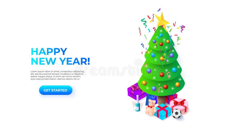 Isometric Christmas Tree with Gifts. Isometric Vector Illustration ...
