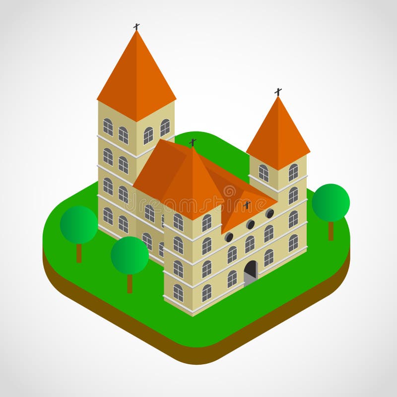 Isometric Church Building, Vector Stock Vector - Illustration of ...