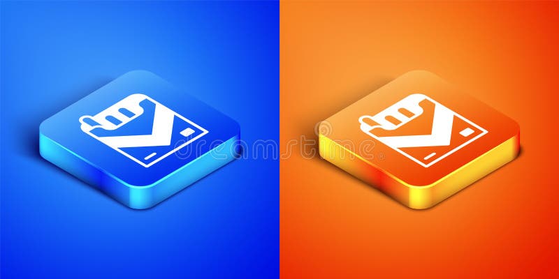 Isometric Cigarettes Pack Box Icon Isolated on Blue and Orange ...