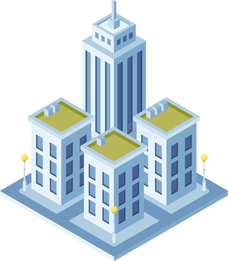 Isometric City Buildings with a Central Skyscraper Highlight Urban ...