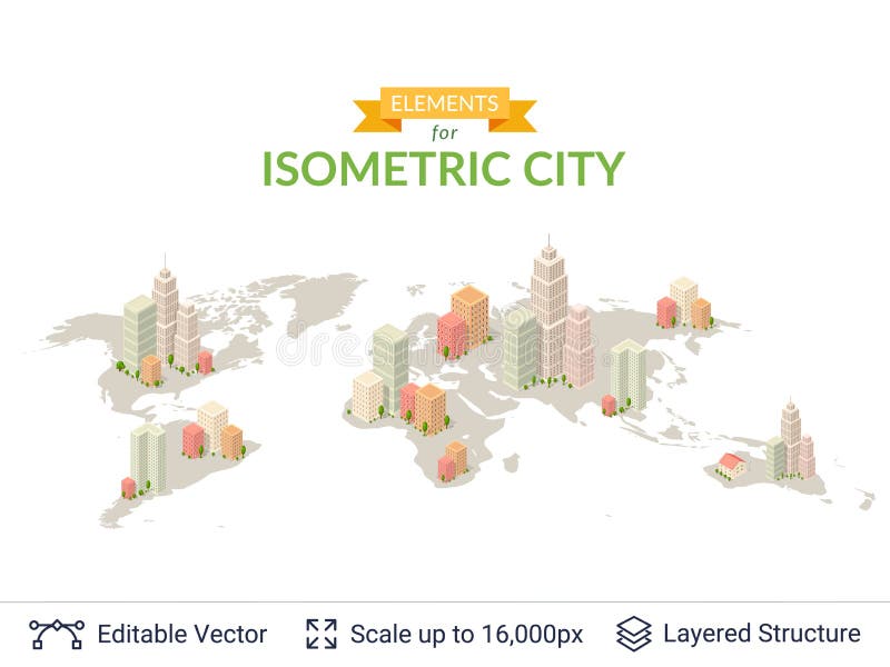 Isometric city elements. stock vector. Illustration of exterior - 99856636