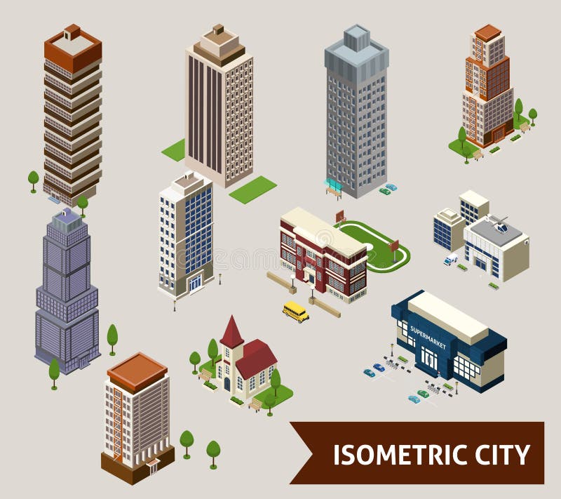 Isometric City Industrial Area Composition Poster Stock Vector ...