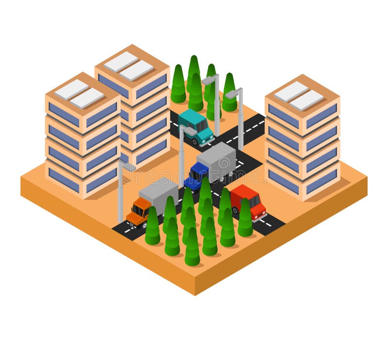 Isometric City Illustrated Vector Graphic Illustration. Stock ...