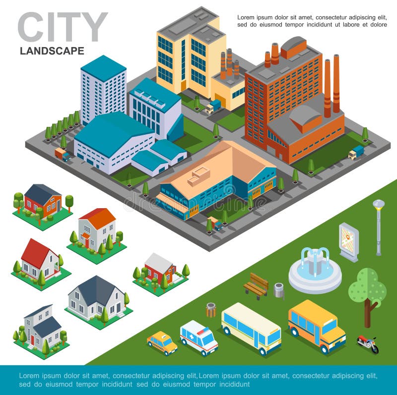 Isometric City Map Creation Kit Stock Vector - Illustration of mapping ...