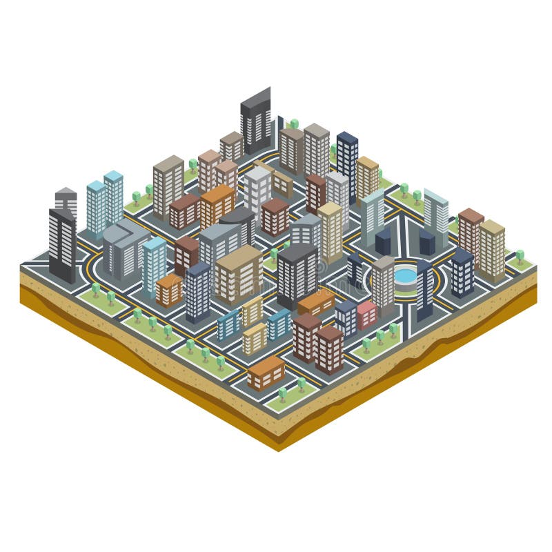 Isometric City Map Creation Kit Stock Vector - Illustration of plan ...
