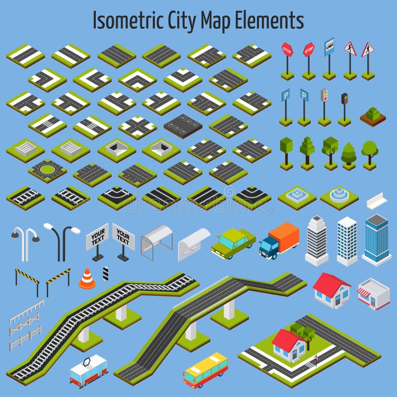 Isometric City Map Elements Stock Vector - Illustration of street, condominium: 239534540