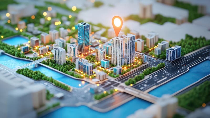 Isometric City Map for Location Advertisement 3D Render Stock ...