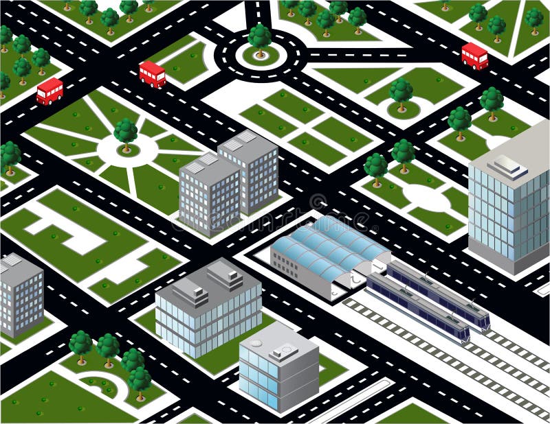 Isometric in a big city stock vector. Illustration of cartography ...