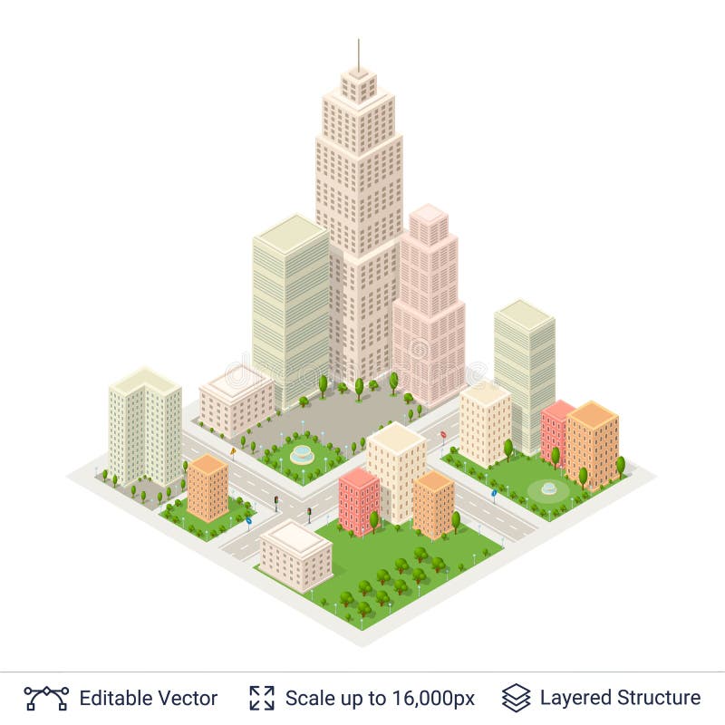 Isometric City Popular Structures Stock Illustrations – 13 Isometric ...