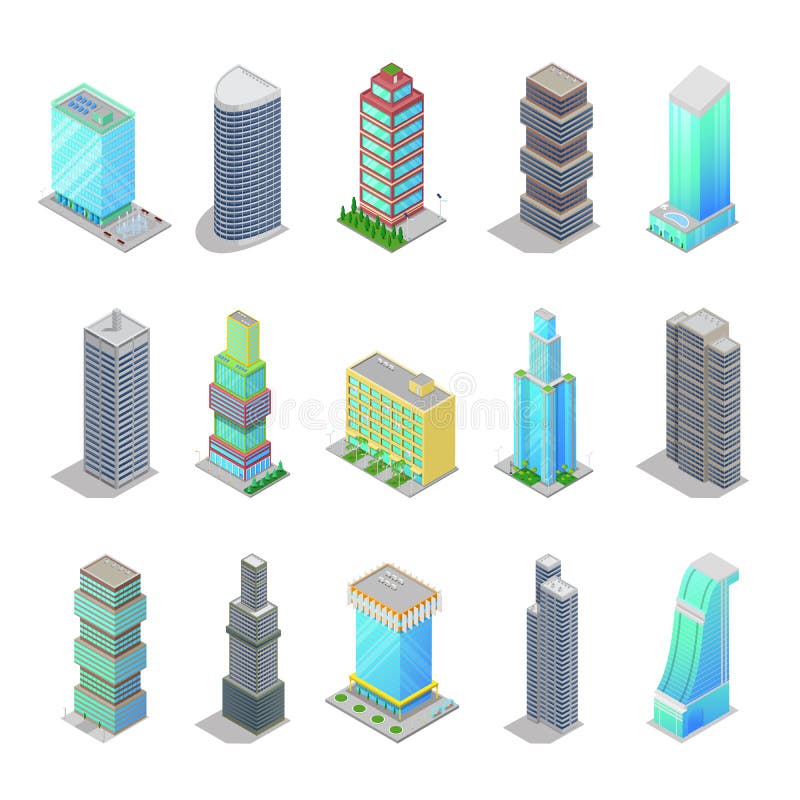 Realistic Office Building, Isometric Skyscraper, Modern Apartments ...