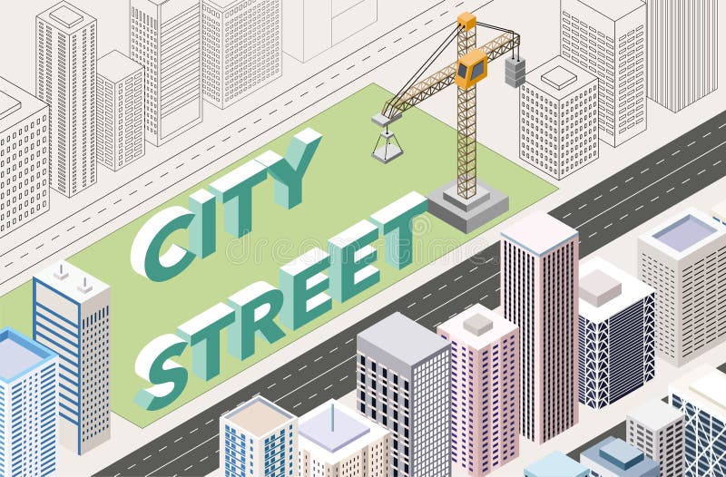 City Street Isometric Vector Concept Illustration Stock Vector ...
