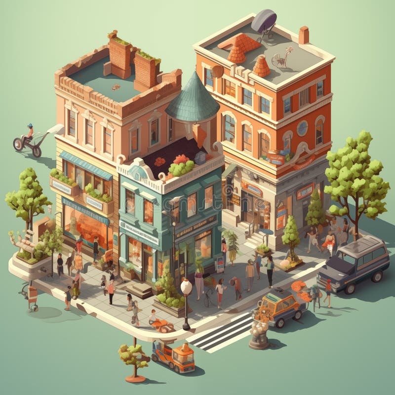 Isometric City or Town Map Elements. by Generative Ai Stock ...