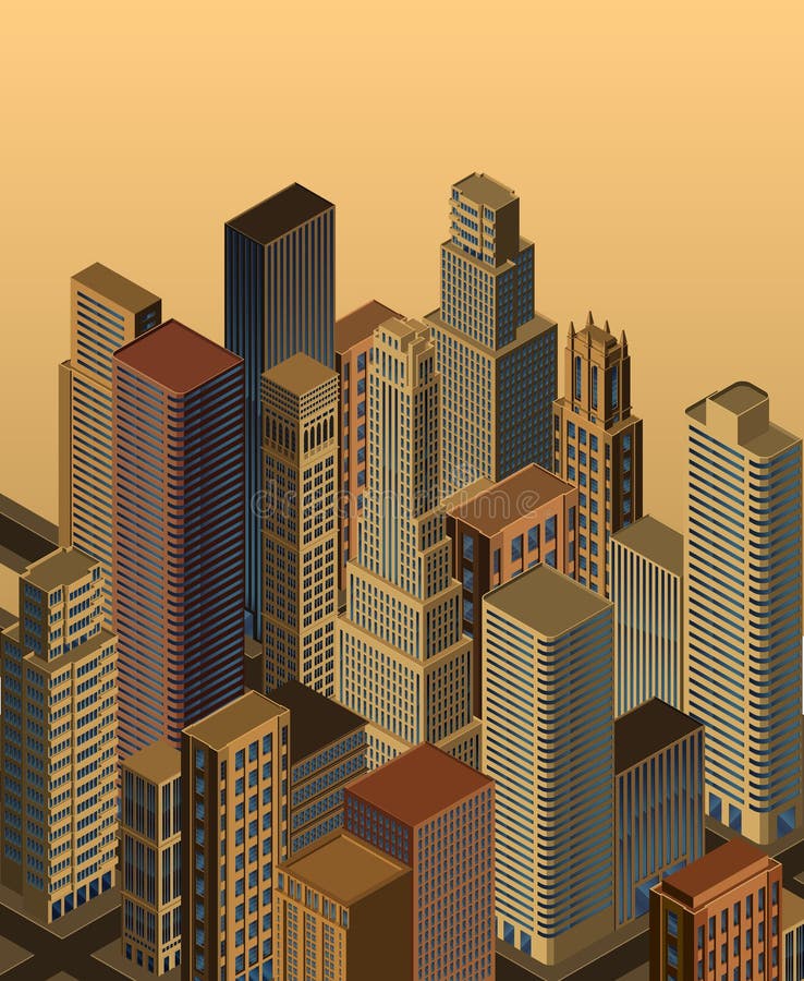 Isometric city - vector stock vector. Illustration of construction ...