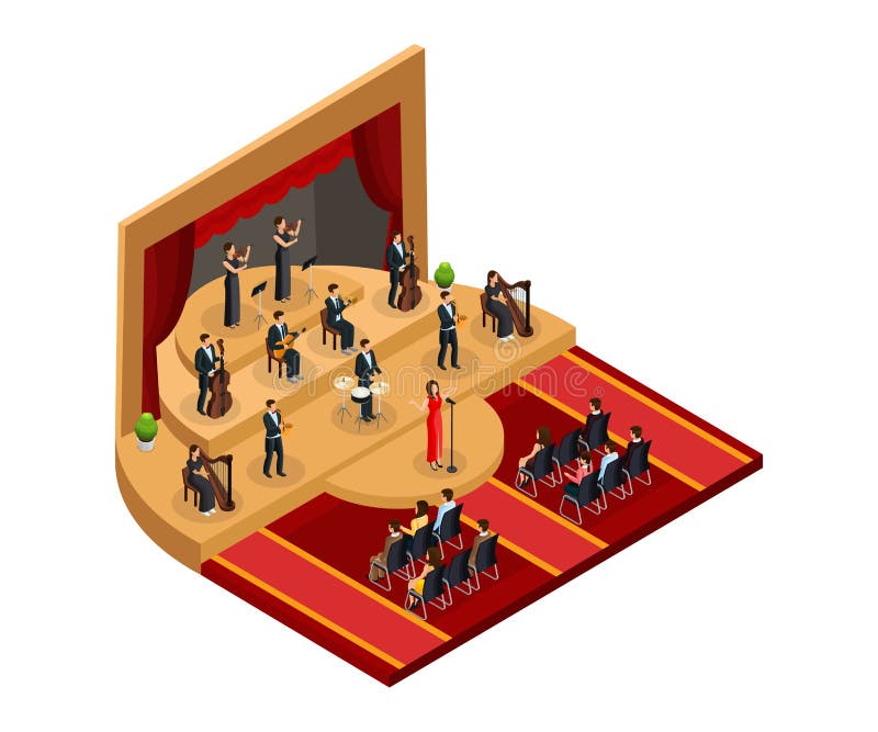 Isometric Classical Opera Performance Concept Stock Vector ...