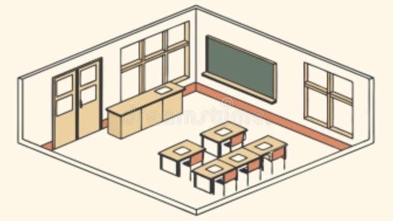 Isometric Classroom, Desks and Chairs, Learning Environment, Study Space, Vector Design ...