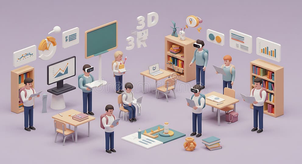 Isometric Classroom: Immersive 3D Learning Environment Stock ...