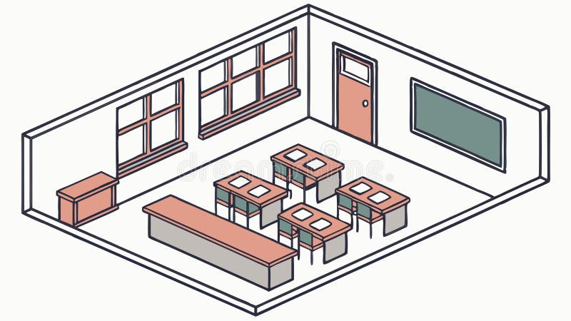 Isometric Classroom Interior, Educational Environment, Vector Design ...