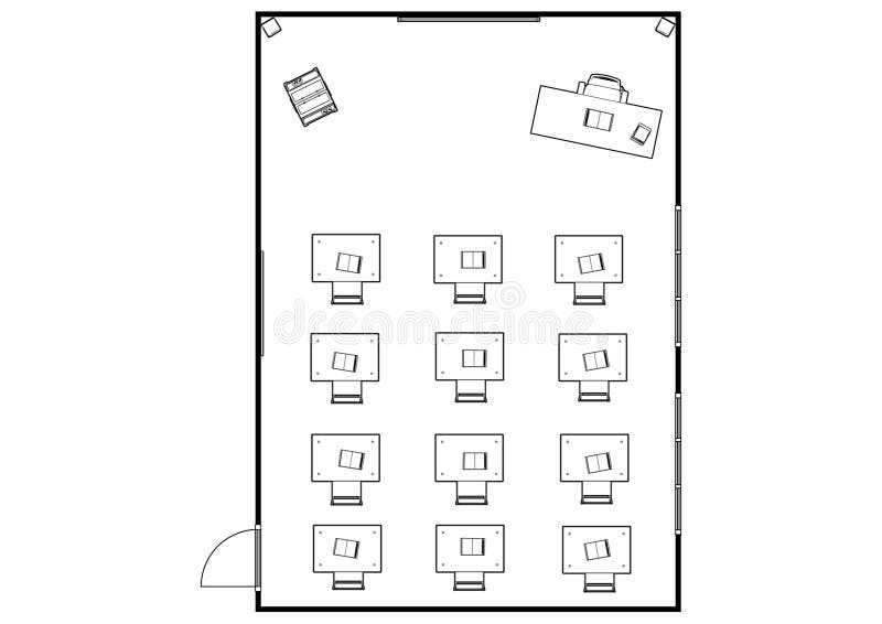 Floor Plan. Class Room Plan. Presentation Isometric Classroom. Stock ...