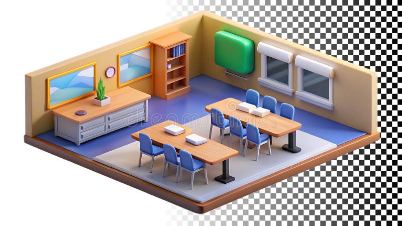 Isometric Classroom Interior, Representing Education and Learning Space ...