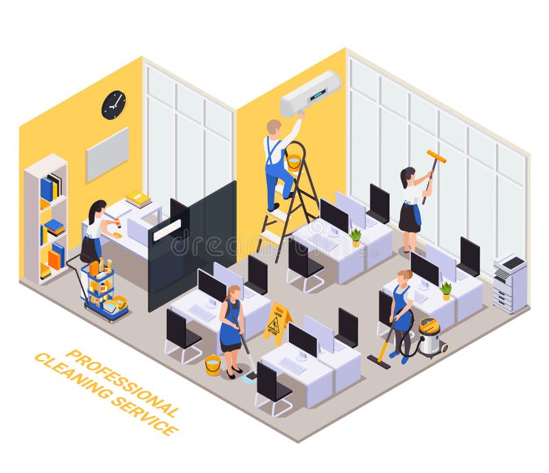 Office Cleaning Service Design Concept Stock Vector - Illustration of ...