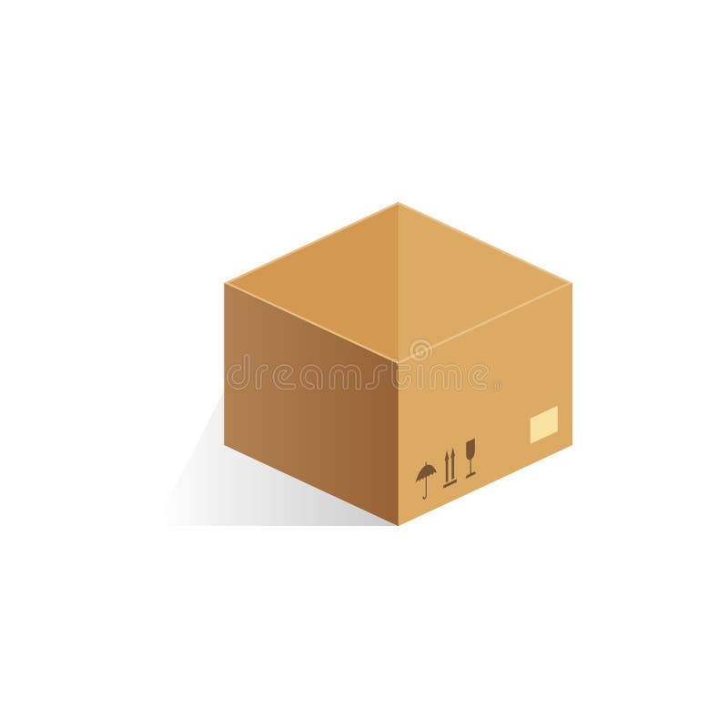 Isometric Closed Cardboard Box, Brown Package for Storage in Warehouse ...