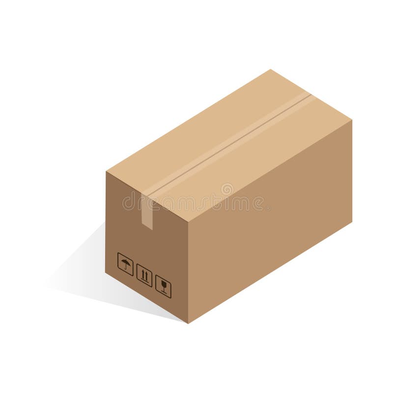 Isometric Closed Cardboard Box, Crate of Rectangular Shape with ...