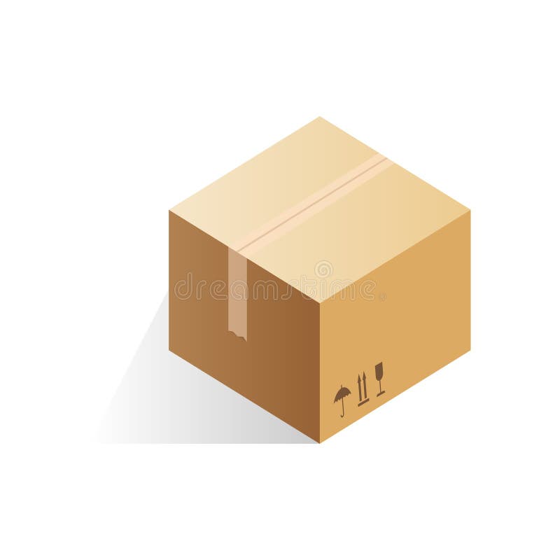 Isometric Closed Cardboard Box of Cube Shape for Delivery, Relocation ...