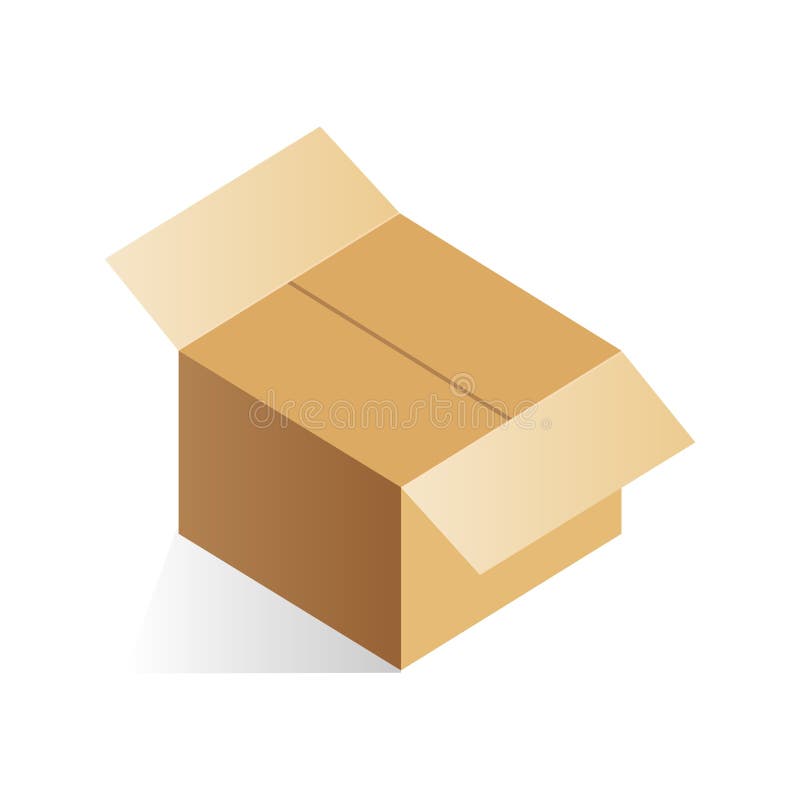 Isometric Closed Cardboard Box, Opening Process of Square Parcel Stock ...