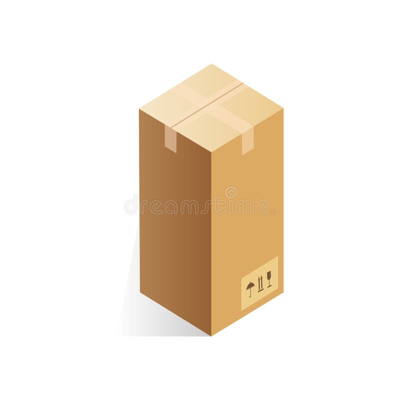 Isometric Closed Cardboard Box, Parcel of Rectangular Shape with Goods ...
