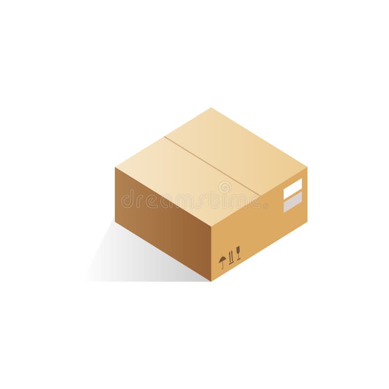 Isometric Closed Cardboard Box with Shadow, Container for Shipping ...