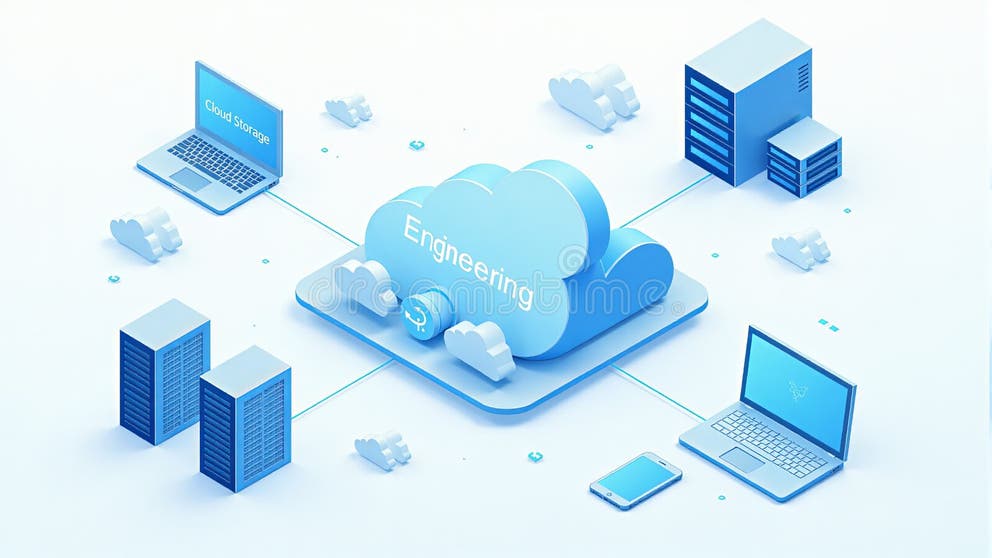 Isometric Cloud Computing Network Technology Concept Stock Illustration - Illustration of ...