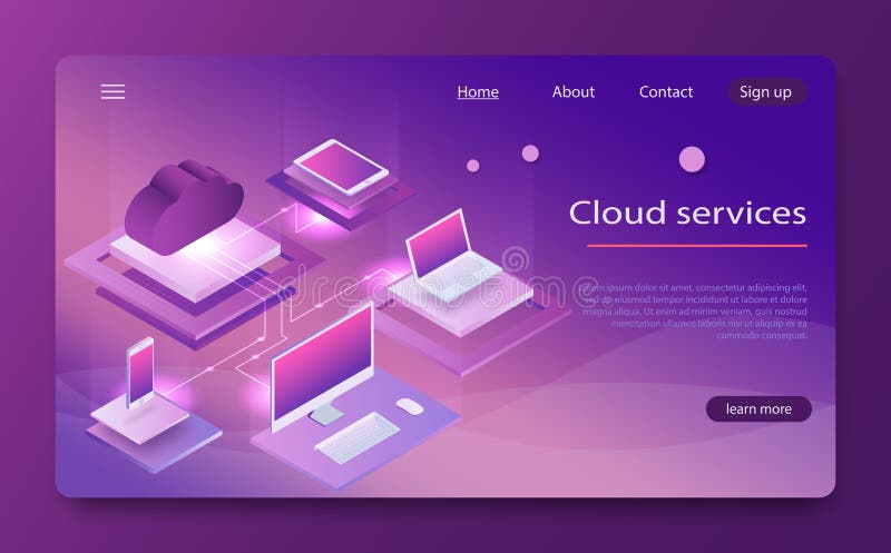 Isometric Cloud Computing Services Concept. Concepts Cloud Storage Stock Vector - Illustration ...