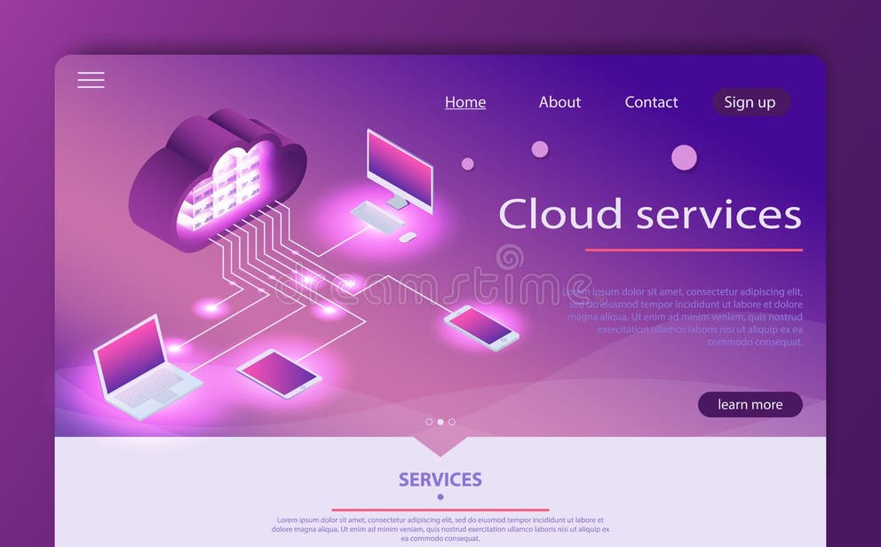 Isometric Cloud Computing Services Concept. Concepts Cloud Storage Stock Vector - Illustration ...