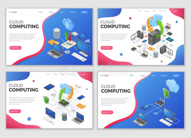 Isometric Cloud Computing Technology Templates Stock Vector ...