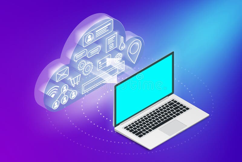 Isometric Cloud Services Concept Smatrphone Stock Vector - Illustration ...