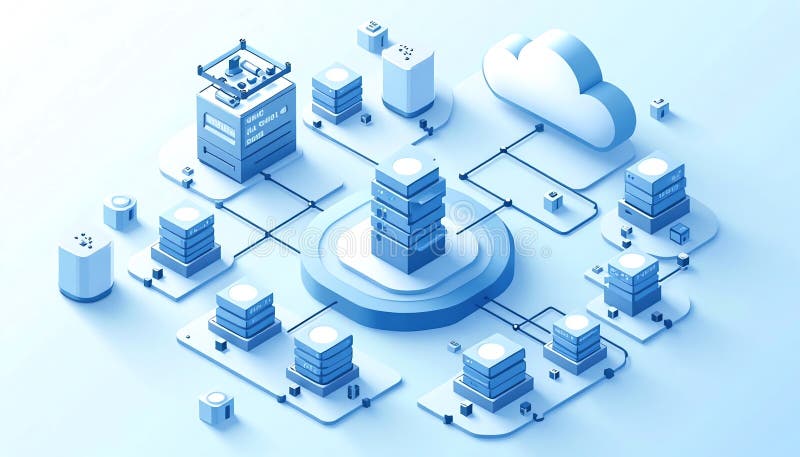 Isometric Cloud Data Server Network Diagram Stock Illustration ...