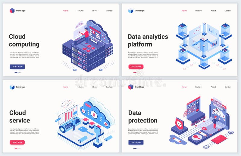 Isometric Cloud Data Center Vector Illustration, Cartoon 3d Internet ...