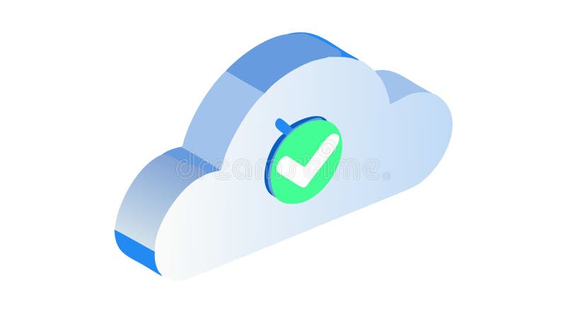 Isometric Cloud with Green Check for Data Sync, Vector Design ...